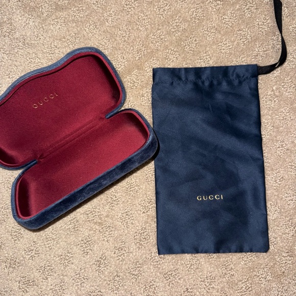 Gucci | Accessories | Gucci Red And Navy Velvet Glasses Case With Navy ...
